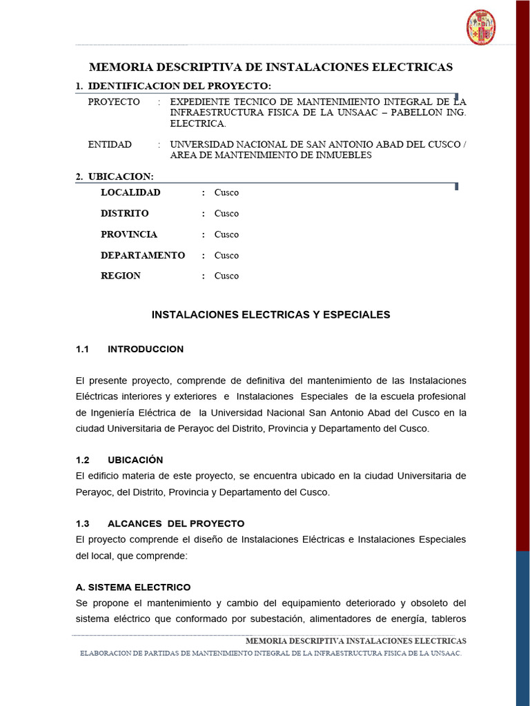 MD Inst Electricas - Electrica Unsaac | PDF | Ingenieria Eléctrica | Cableado eléctrico
