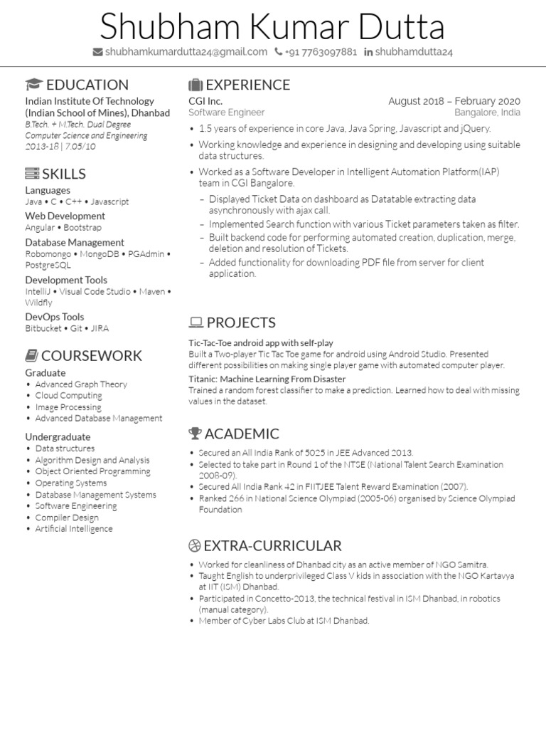 Shubham Kumar Dutta Resume | PDF | Software | Postgre Sql