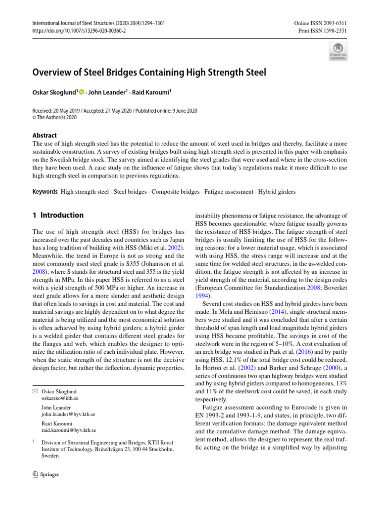 High Strength Steel in Bridge Design | PDF | Bridge | Strength Of Materials