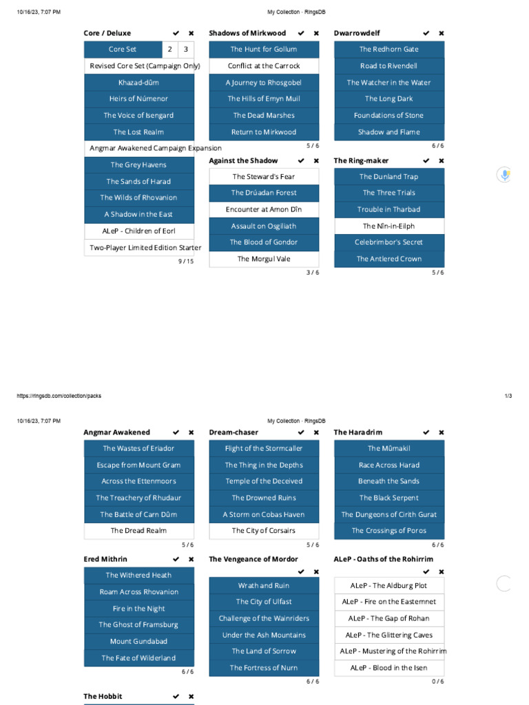 My Collection RingsDB | PDF | Fantasy | Middle Earth