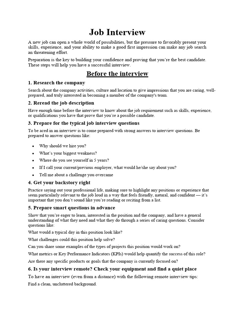 19 Steps To Ace Any Job Interview and Stand (Summary) | PDF | Job Interview