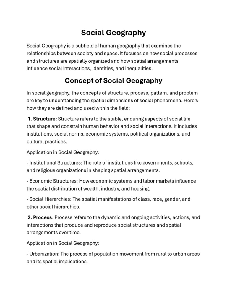 Understanding Social Geography Concepts | PDF | Geography | Social ...