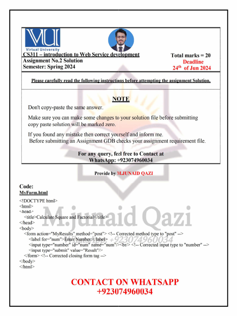 CS311-Assignment 2 Solution Spring 2024 by M.junaid Qazi | PDF