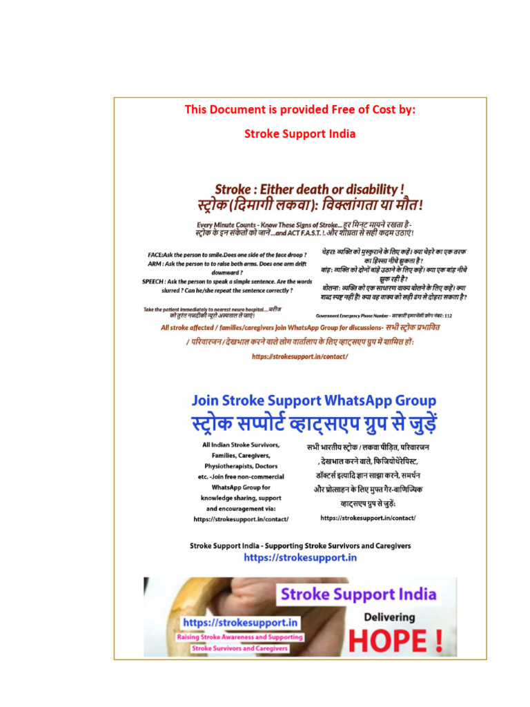 Exercises After A Stroke Stroke Support India | PDF | Foot | Hand