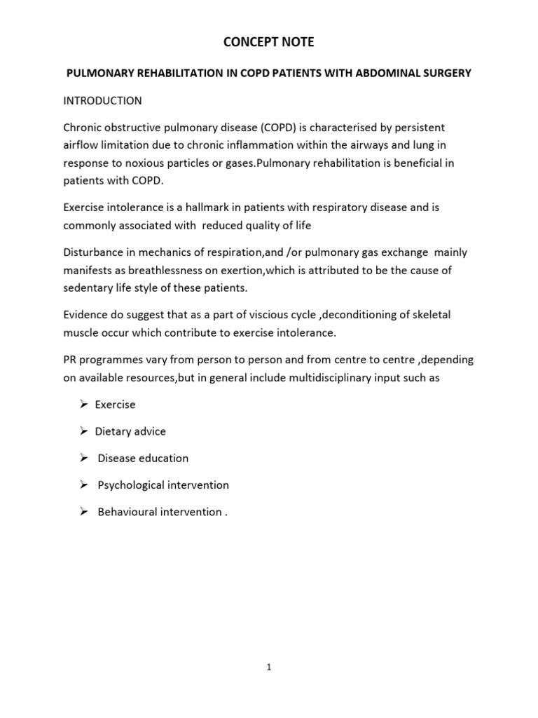 Pulmonary Rehabilitation in Copd Patients With Abdominal Surgery | PDF ...