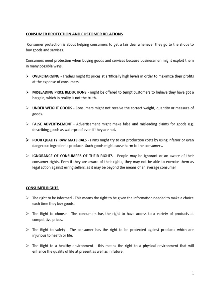 Chapter 5 Consumer Protection | PDF | Customer | Prices