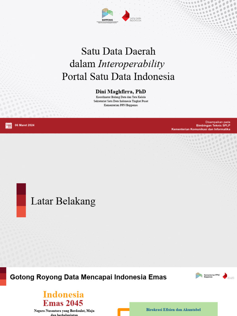 Paparan 3 - Satu Data Daerah Indonesia Kementerian PPN - Bappenas | PDF