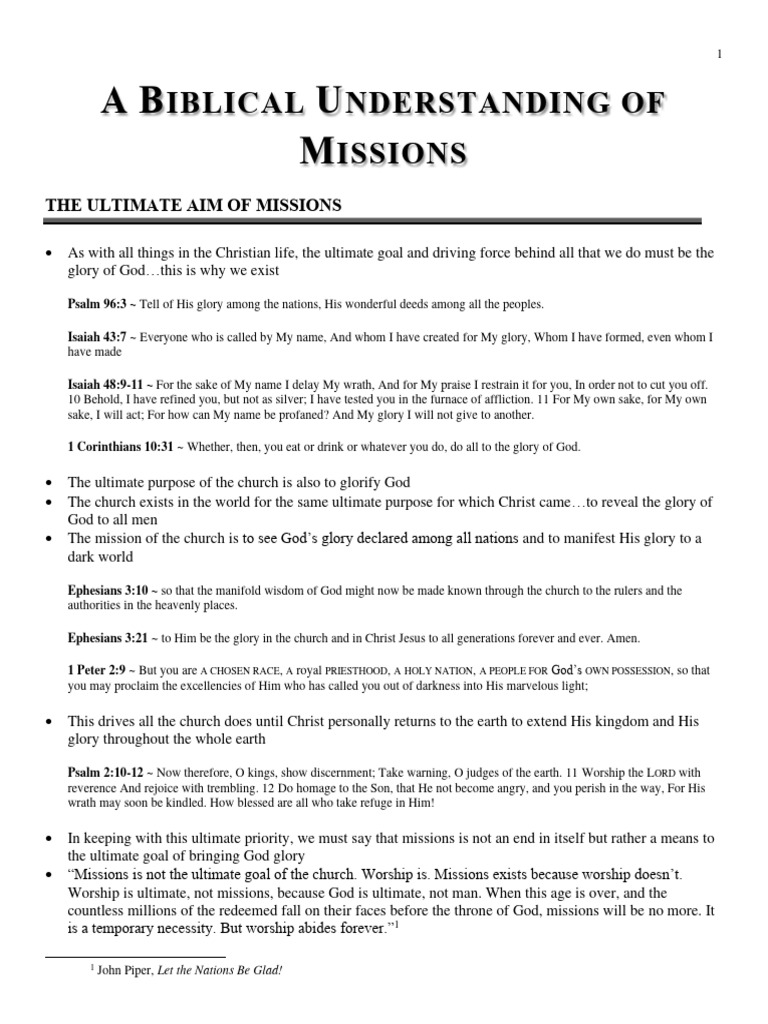 Biblical Missions: Glorifying God | PDF | Acts Of The Apostles | Jesus