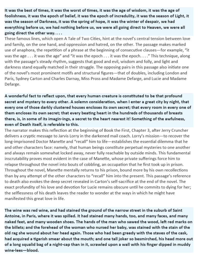 A Tale of Two Cities: Themes & Analysis | PDF | A Tale Of Two Cities