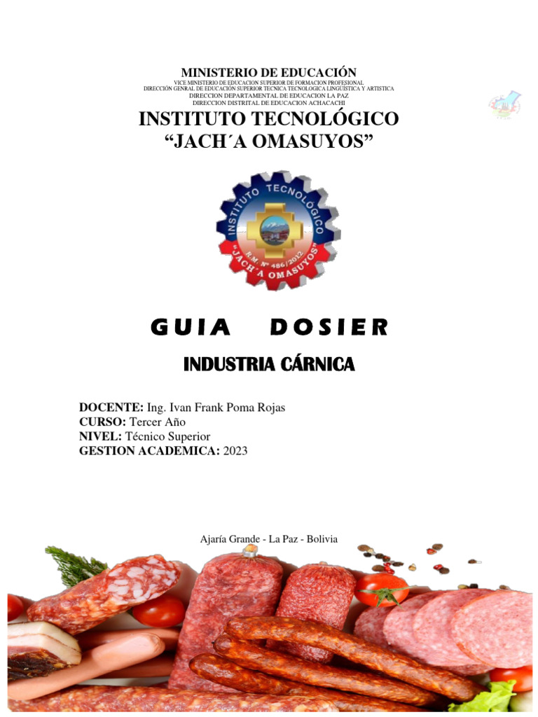 Ina - Industria Cárnica - Tercer Año - Ivan Frank Poma Rojas | PDF ...