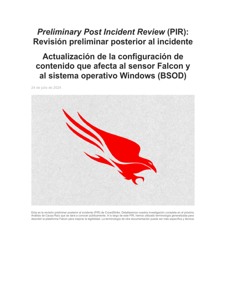 CrowdStrike - Informe Preliminar Post Incidente | PDF | Inteligencia artificial | Inteligencia ...
