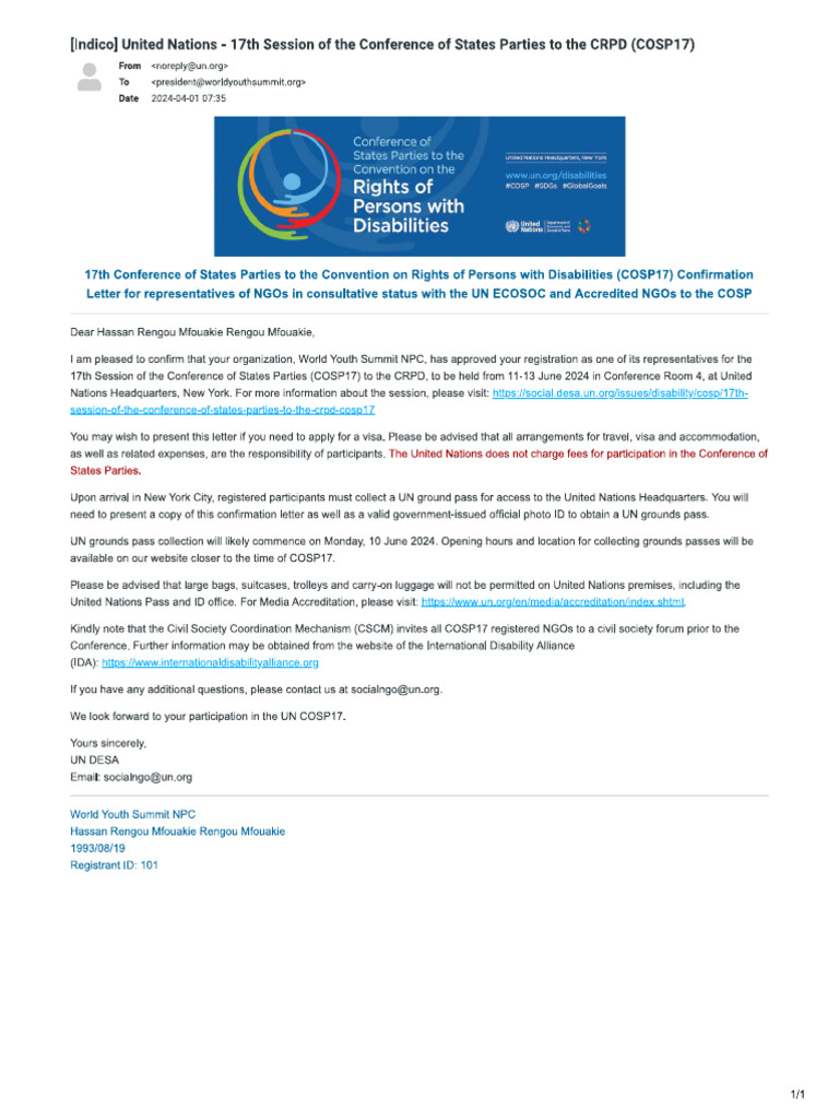 Cosp17 Invitation | PDF