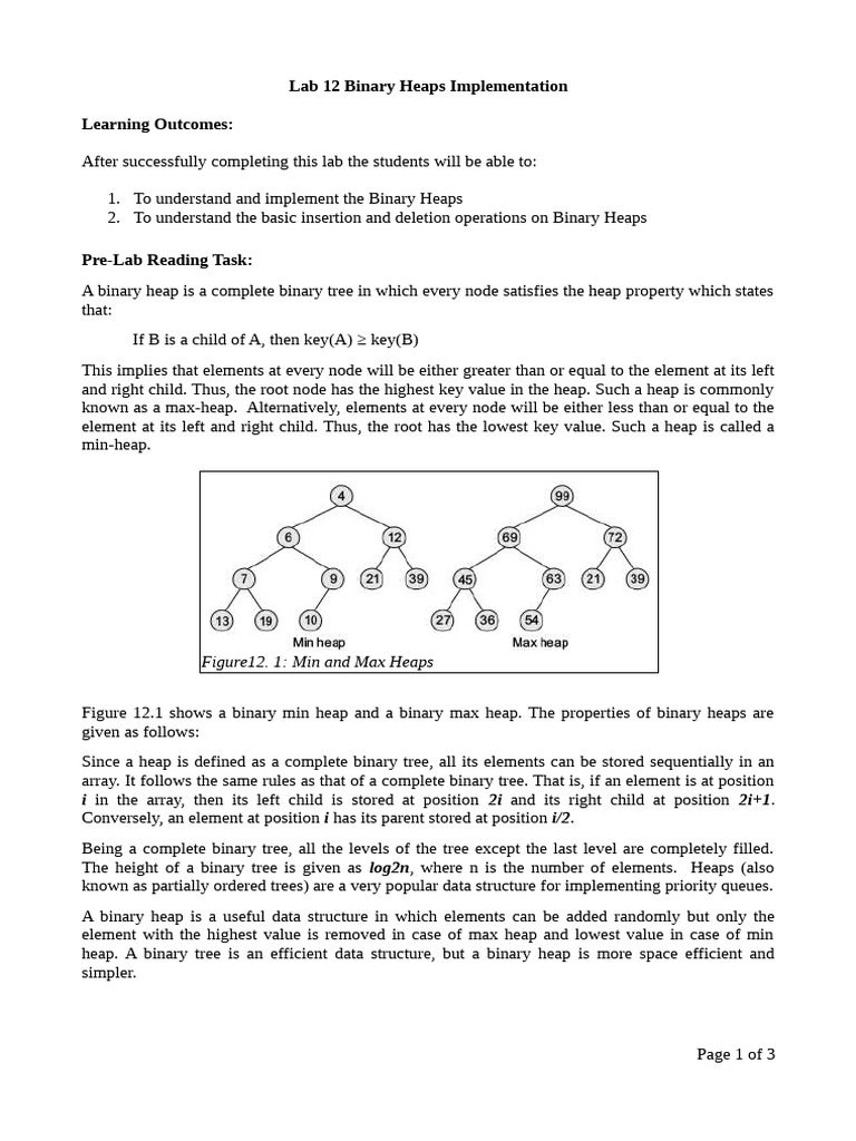 Lab 12 Binary Heaps Implementation | PDF | Algorithms And Data Structures | Computer Programming