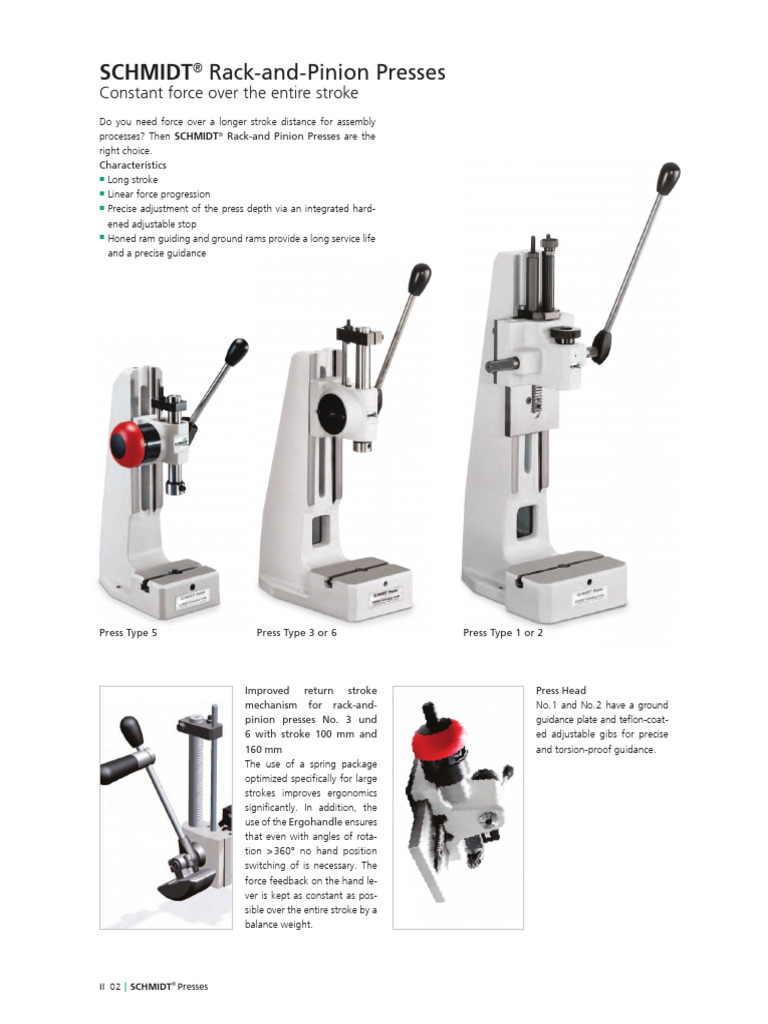 SCHMIDT Rack Pinion Presses | PDF