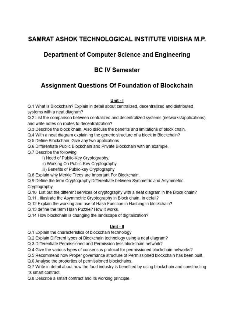Blockchain Questions | PDF | Bitcoin | Cryptography