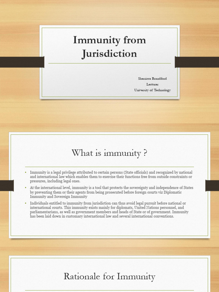 Immunity From Jurisdiction | PDF | Sovereign Immunity | International ...