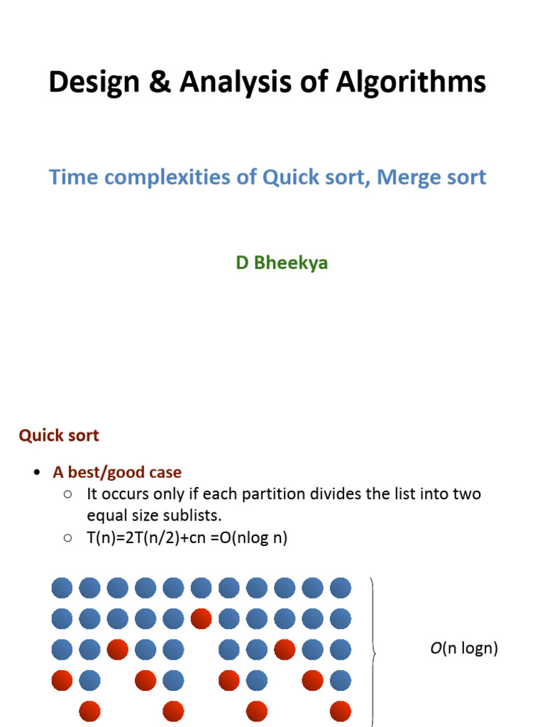 Time Complexity of Quick and Merge Sort | PDF | Theoretical Computer Science | Computer Science