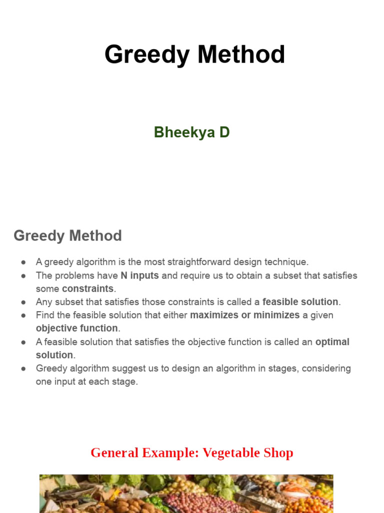 Greedy Method | PDF | Applied Mathematics | Discrete Mathematics Greedy Method | PDF | Applied Mathematics | Discrete Mathematics