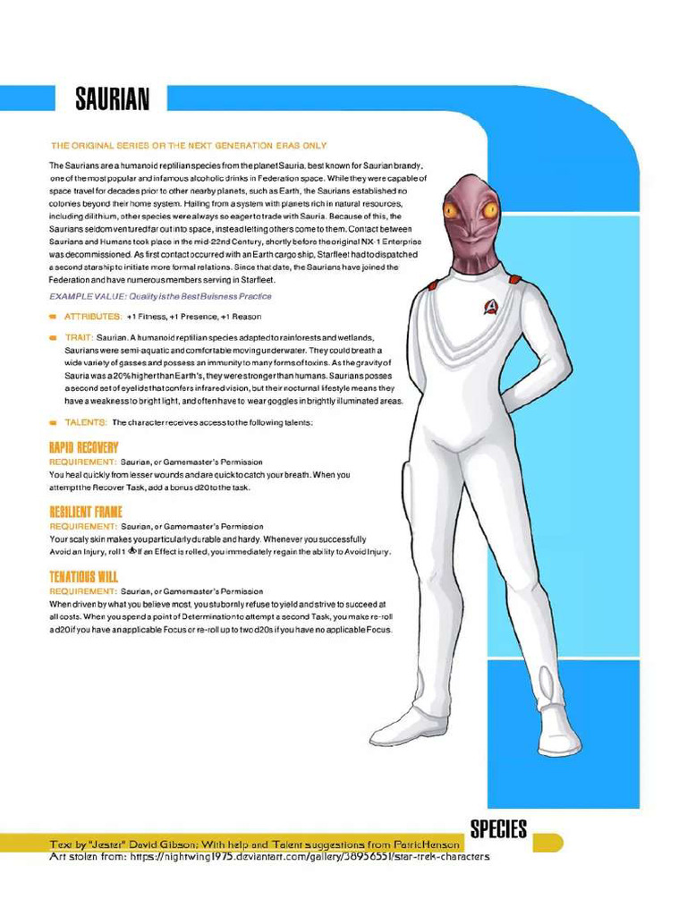 Star Trek Adventures - Specie Saurian | PDF
