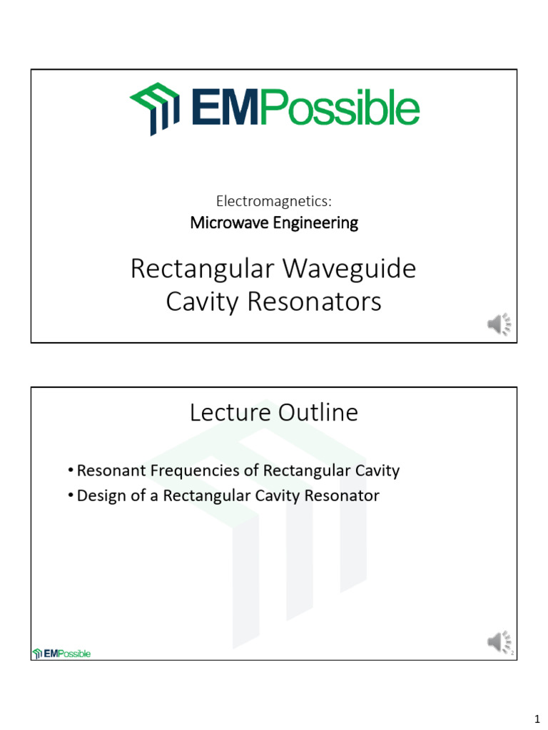 Lecture 7c Rectangular Waveguide Cavity Resonators Pdf Electrical Engineering