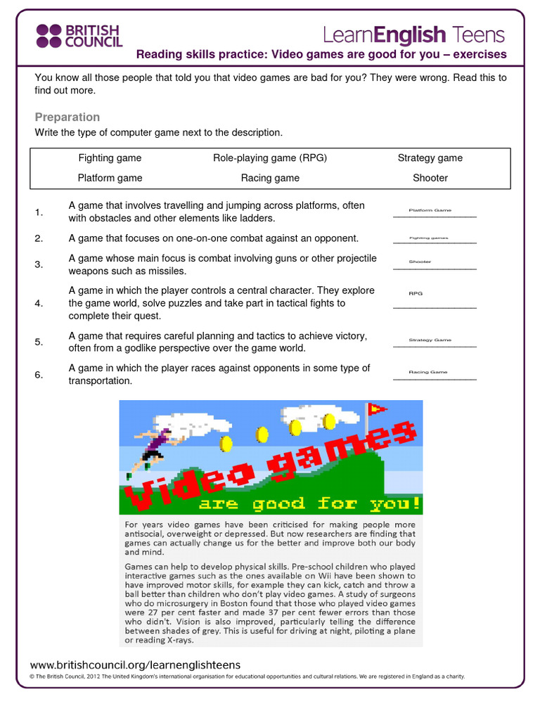 Video Games: Benefits and Exercises | PDF | Video Games | Decision Making