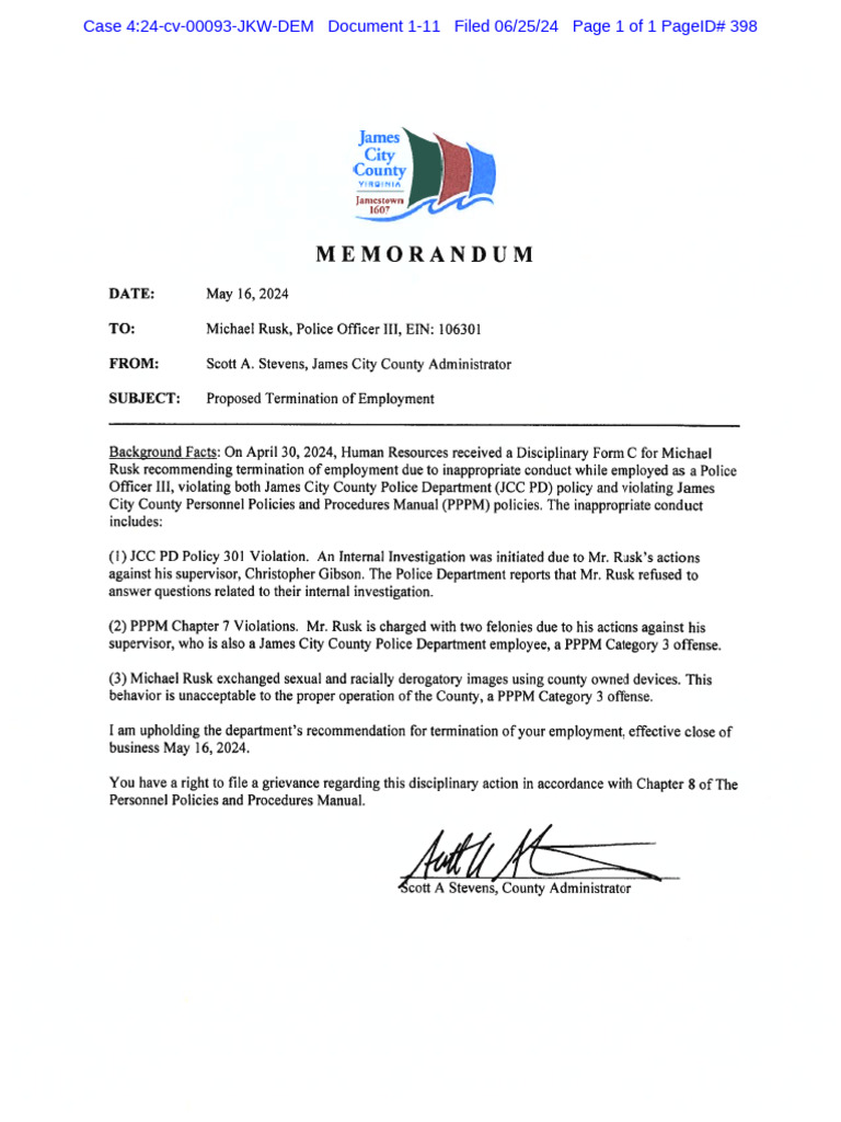 Michael Rusk Memo | PDF | Social Science