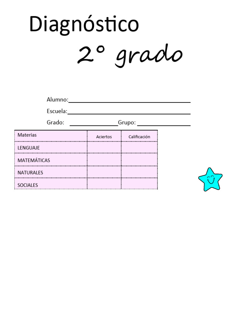 Diagnóstico Académico 2° Grado Escolar | PDF