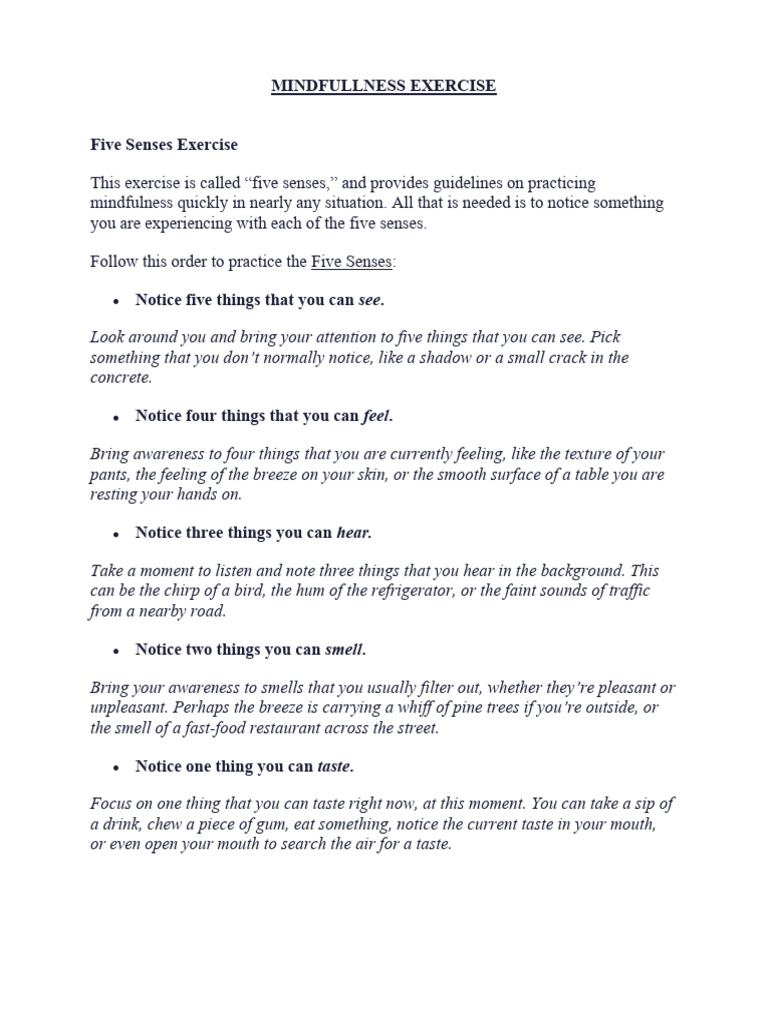 Mindfulness - 5 Senses | PDF