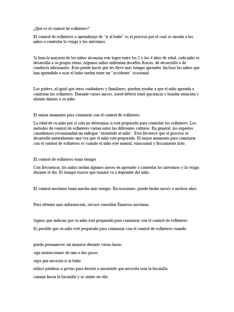 Guía para el Control de Esfínteres | PDF | Aprendizaje