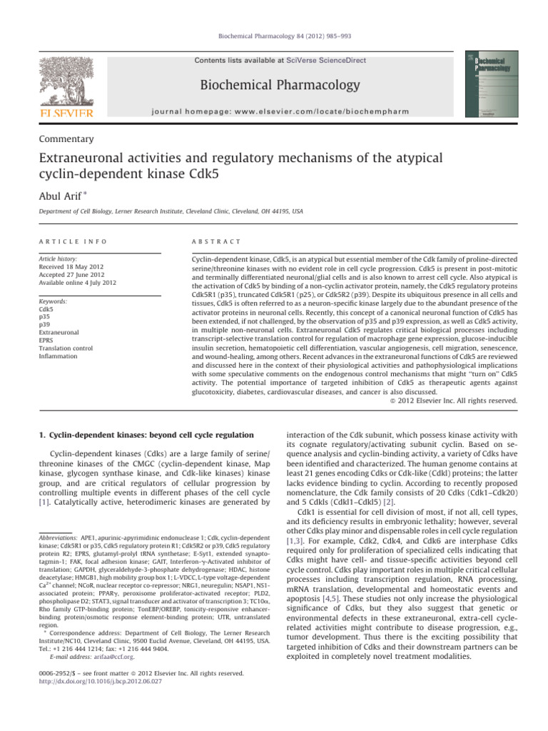 Biochemical Pharmacology | PDF | Cell Cycle | Kinase