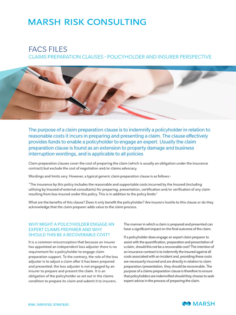 Claims Preparation Clauses - MARSH | PDF | Insurance | Indemnity