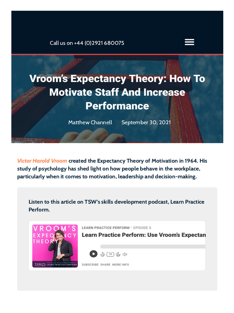 Vroom's Expectancy Theory Explained | PDF | Motivational | Motivation