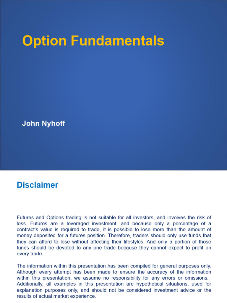 Option Fundamentals | PDF | Option (Finance) | Put Option