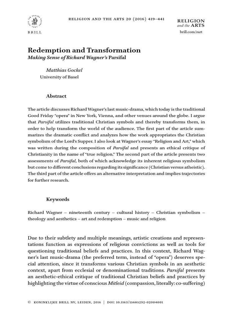 Redemption and Transformation Making Sen | PDF | Richard Wagner ...