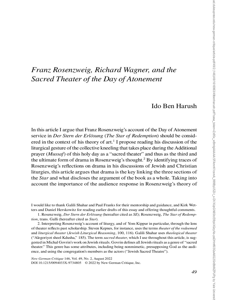 Franz Rosenzweig Richard Wagner and The | PDF | Richard Wagner | Self