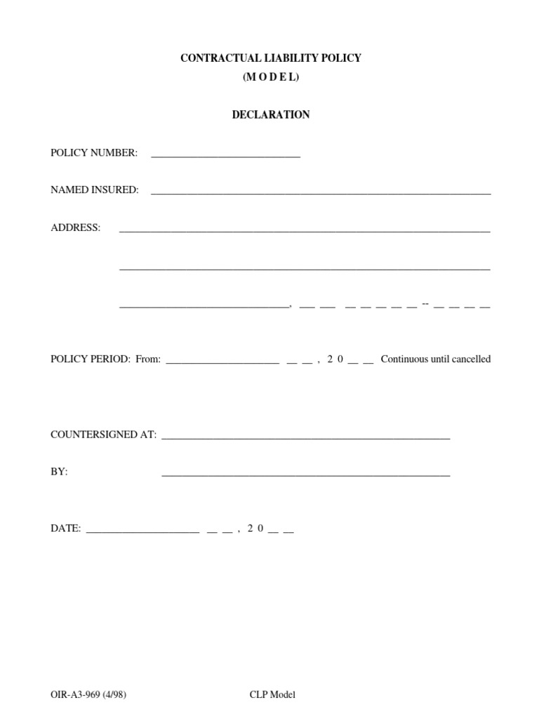 Contractual Liability Policy | PDF | Insurance | Legal Liability