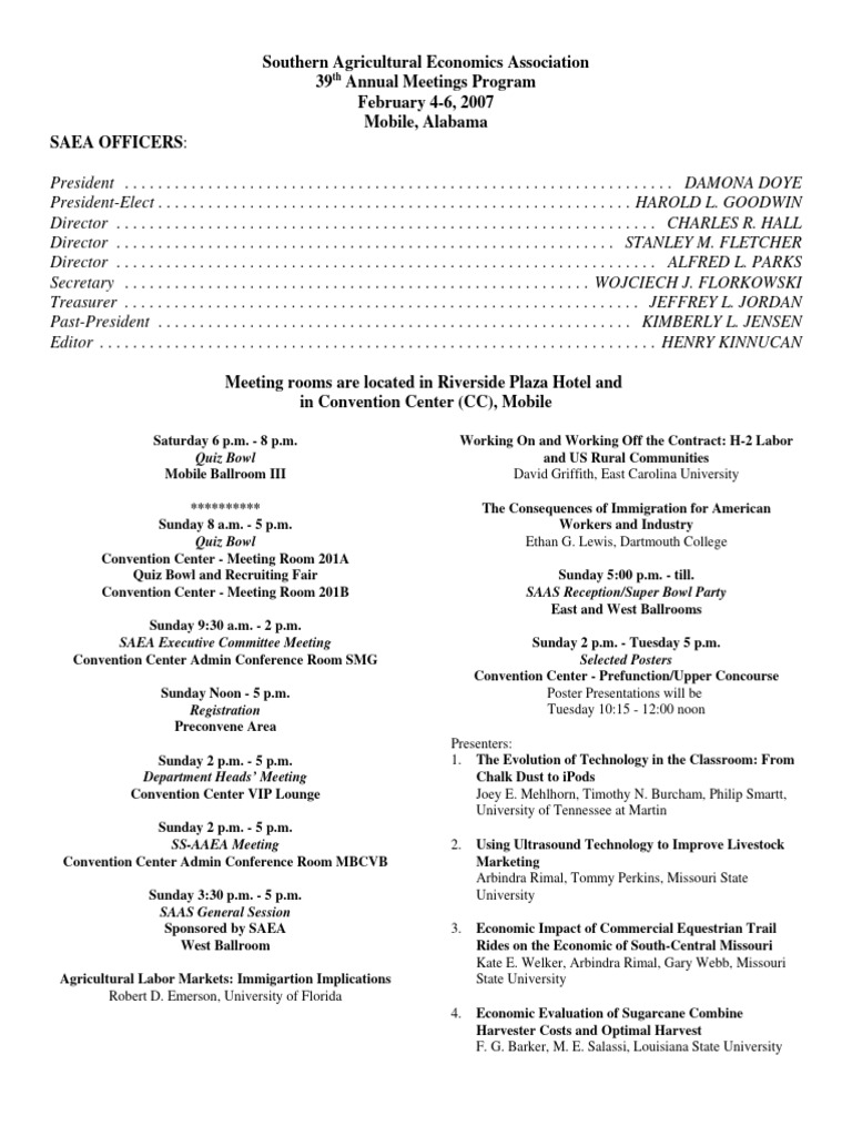 Southern Agricultural Economics Associat | PDF | Agriculture | Texas