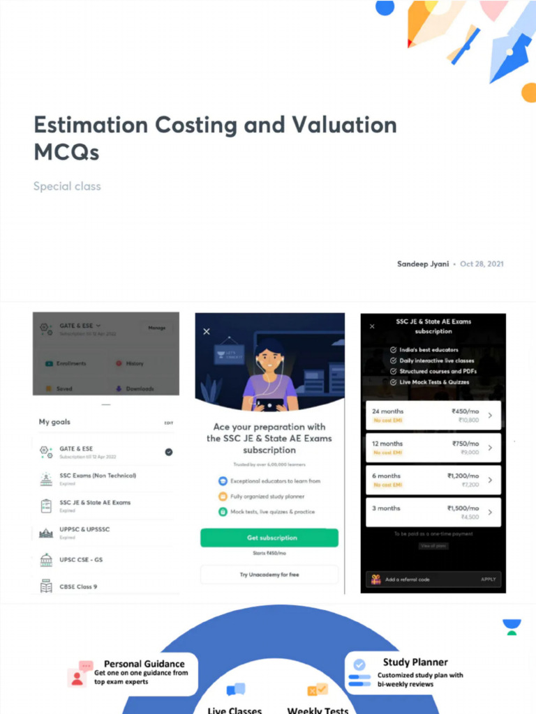 Estimation Costing and Valuation M With Anno 1694287461607 | PDF