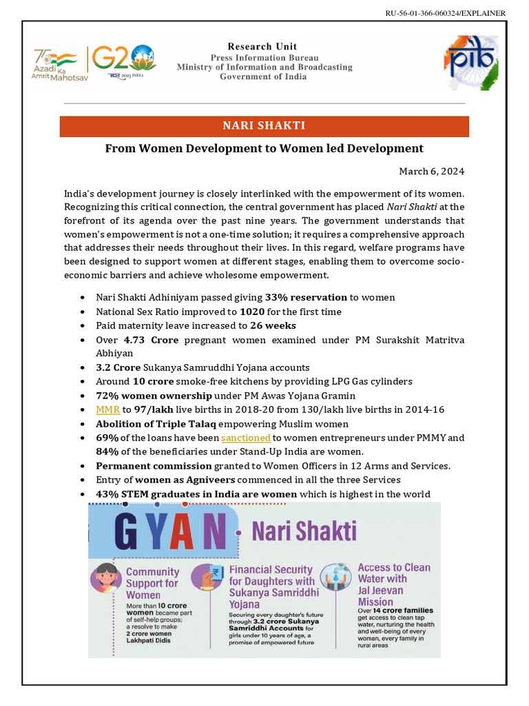 From Women Development To Women Led Development: Nari Shakti | PDF ...
