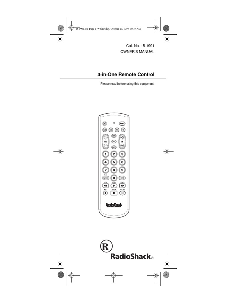 Manual Control Remoto Radioshack 4 in 1 | PDF | Remote Control ...