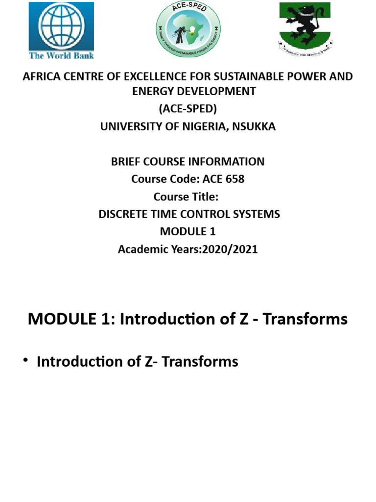 MODULE 1 Introduction of Z - Transforms | PDF | Discrete Time And Continuous Time | Fourier ...