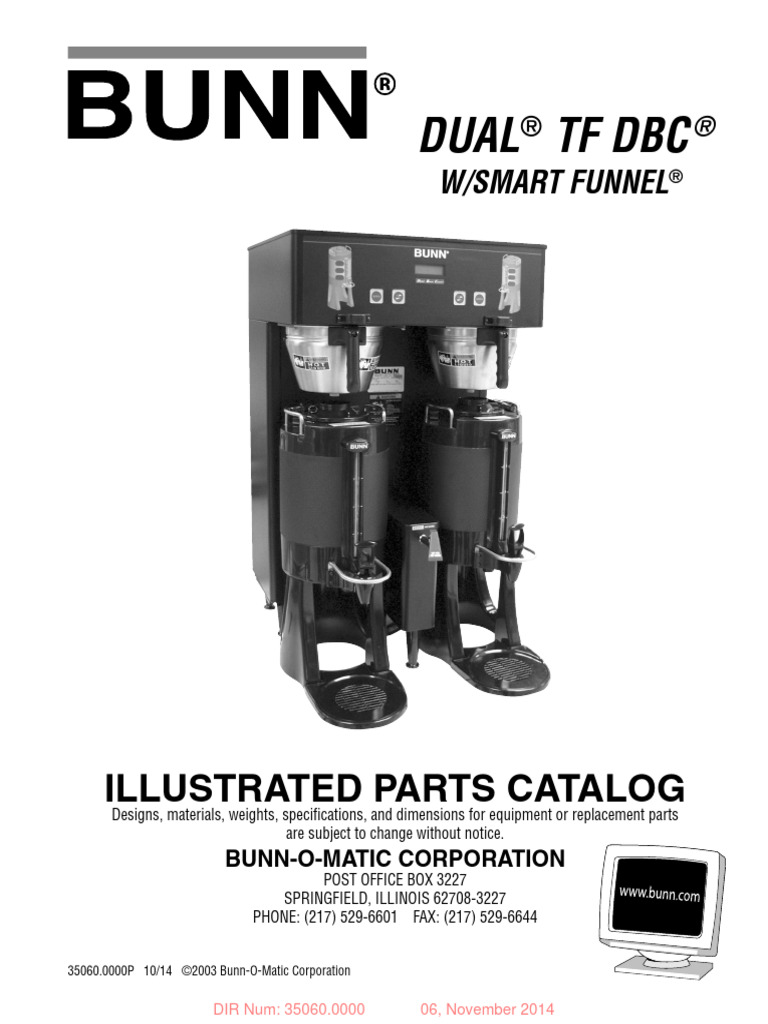 Cafetera BUNN (Dual TF DBC) | PDF | Pipe (Fluid Conveyance) | Drink