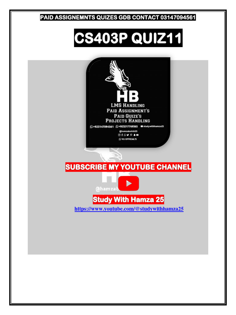 Cs403p Quiz11 by HB | PDF | Information Technology Management | Computing