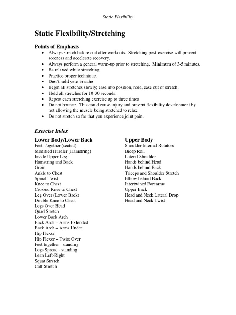 E. Static Flexibility Master | PDF | Anatomical Terms Of Motion | Foot
