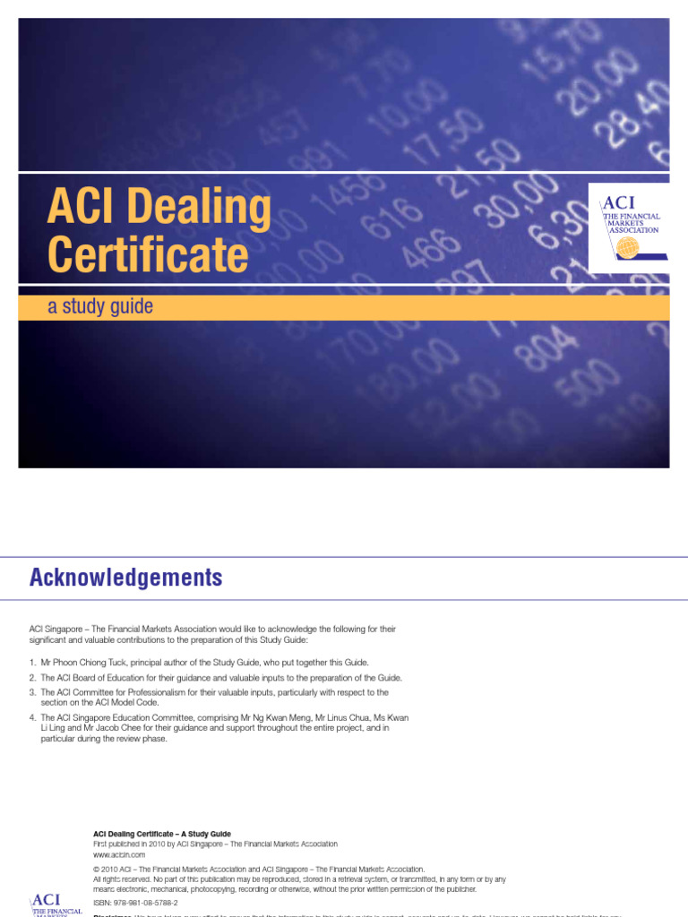 ACI Dealing Certificate Guide | PDF | Interest | Time Value Of Money