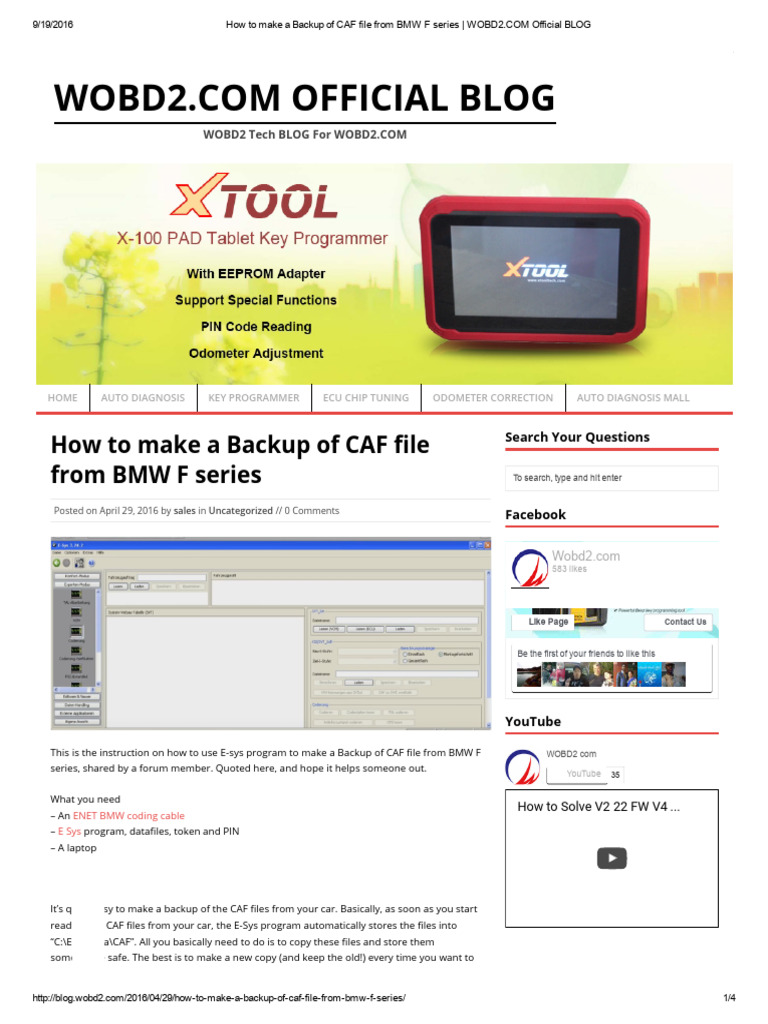How To Make A Backup of CAF File From BMW F Series - WOBD2 | PDF | Computing | Software