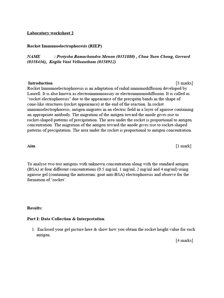 Lab Worksheet 2 Immunology | Download Free PDF | Gel Electrophoresis ...