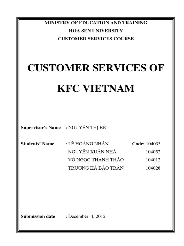 KFC Customer Services Report | PDF | Foods