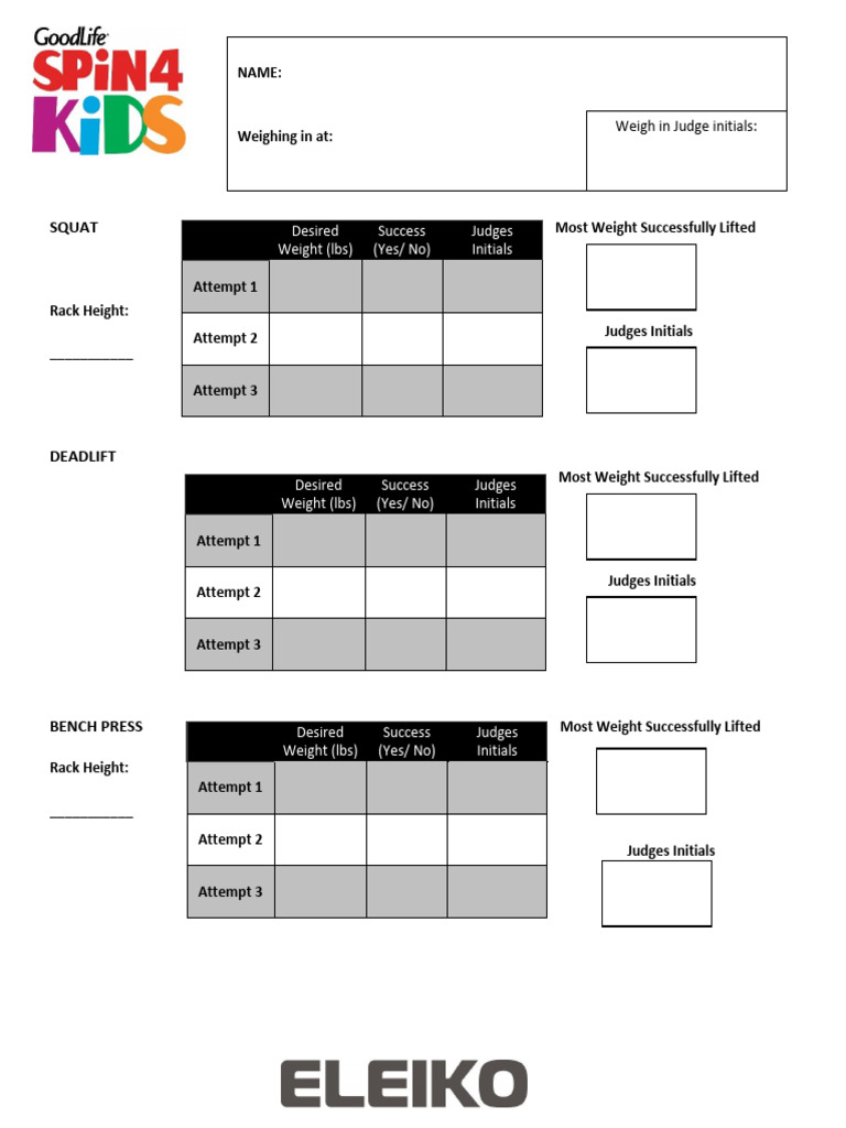 Personal Training Lifting Challenge Attempt Form | PDF