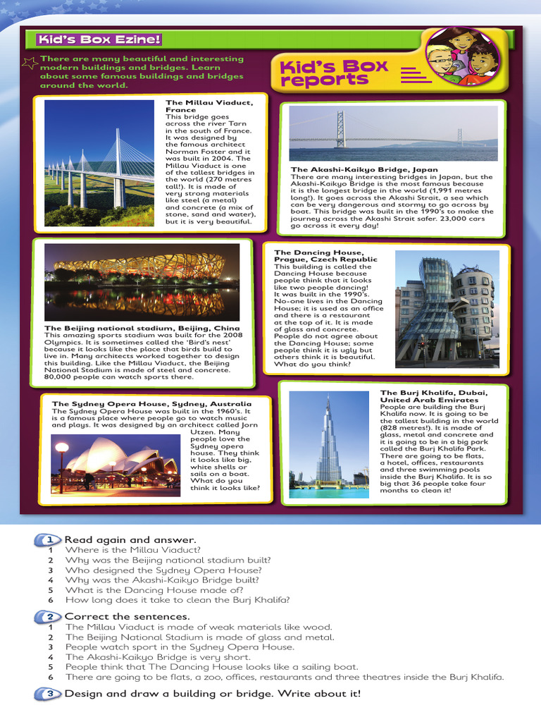 Kids Box Ezine Reports Previous Issues of Ezine Interesting Buildings Worksheet | PDF ...